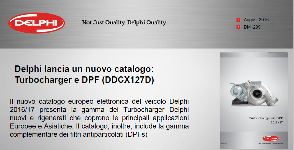 Delphi lancia un nuovo catalogo: Turbocharger e DPF - PartsWeb