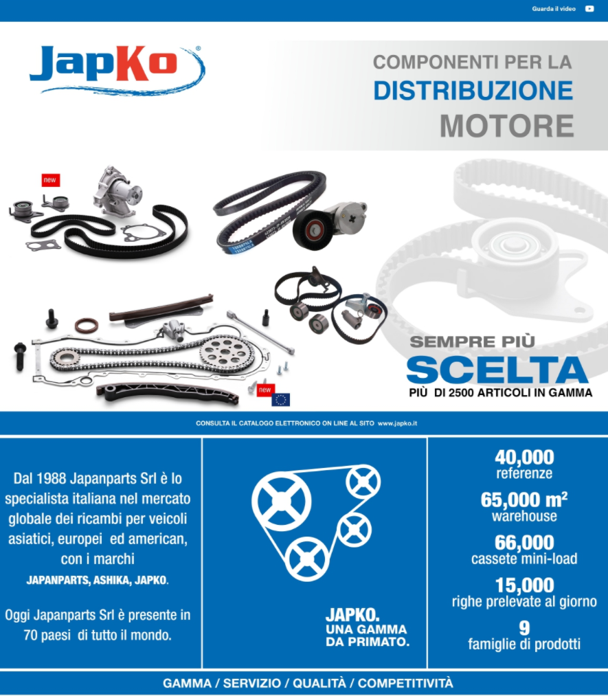 Aggiornata la gamma distribuzione Japko - PartsWeb